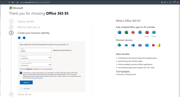 How to create Office365 Account - ARBISTECH